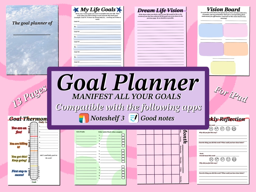 Digital Goal Planner, Thermometer Tracker, Habit Tracker, Monthly ...