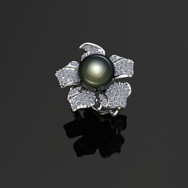 3D STL Printing | Pearls Fashion Flower Ring | LUXURY Elegant Flower ...