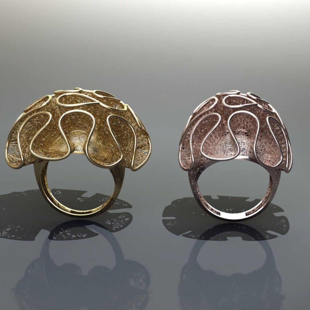 3D STL Printing | Flower Ring | Basket Ring | Filigree Flower Ring ...