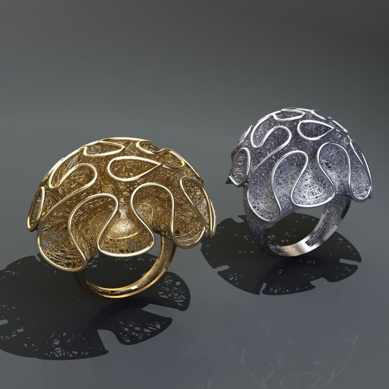 3D STL Printing | Flower Ring | Basket Ring | Filigree Flower Ring ...