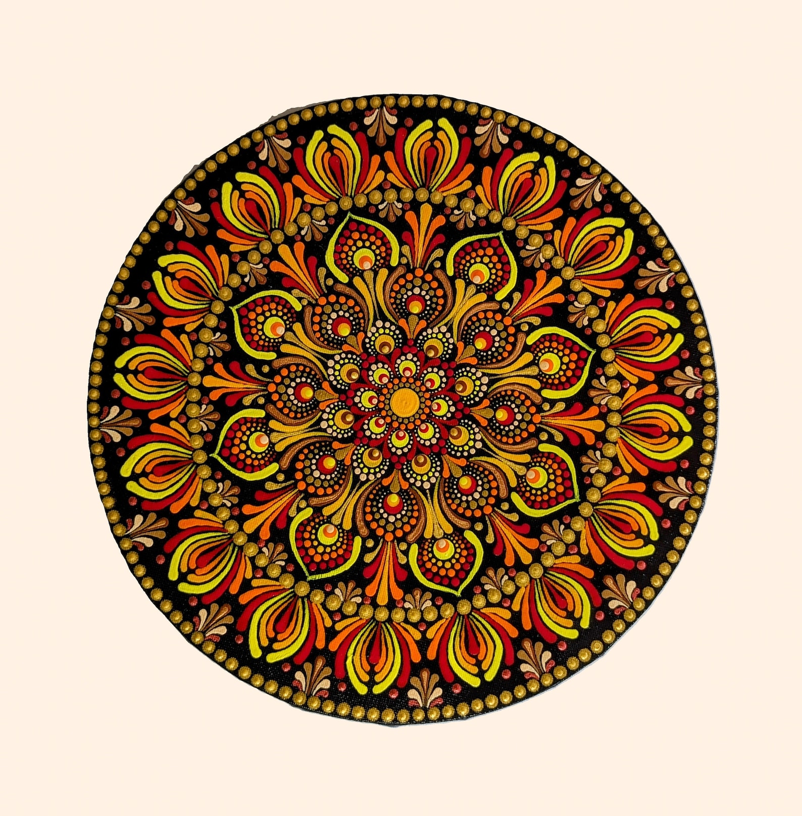 Handpainted Mandala Dot Art Painting on 10 Inch Stretched Canvas ...