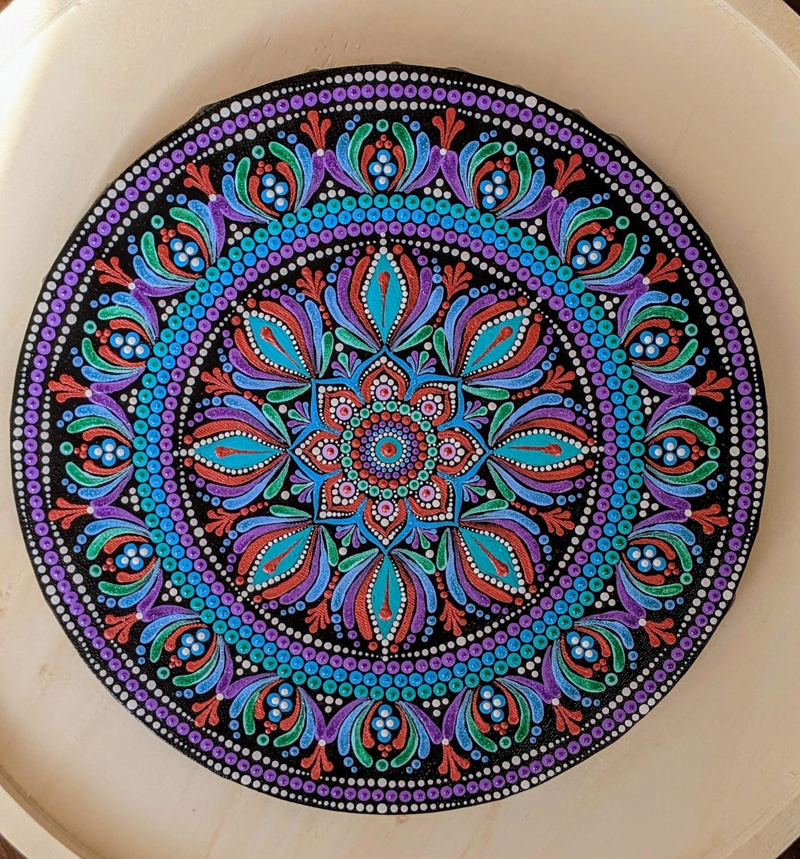 Handpainted Mandala Dot Art Painting on 10 Inch Stretched Canvas ...