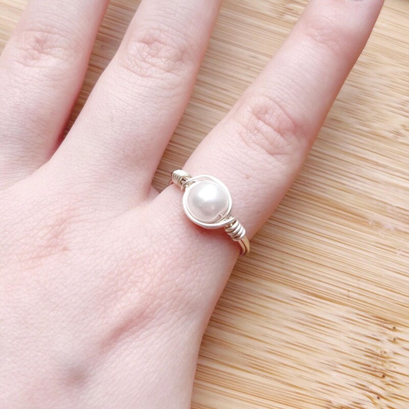 Wire Wrap Pearl Ring - Etsy