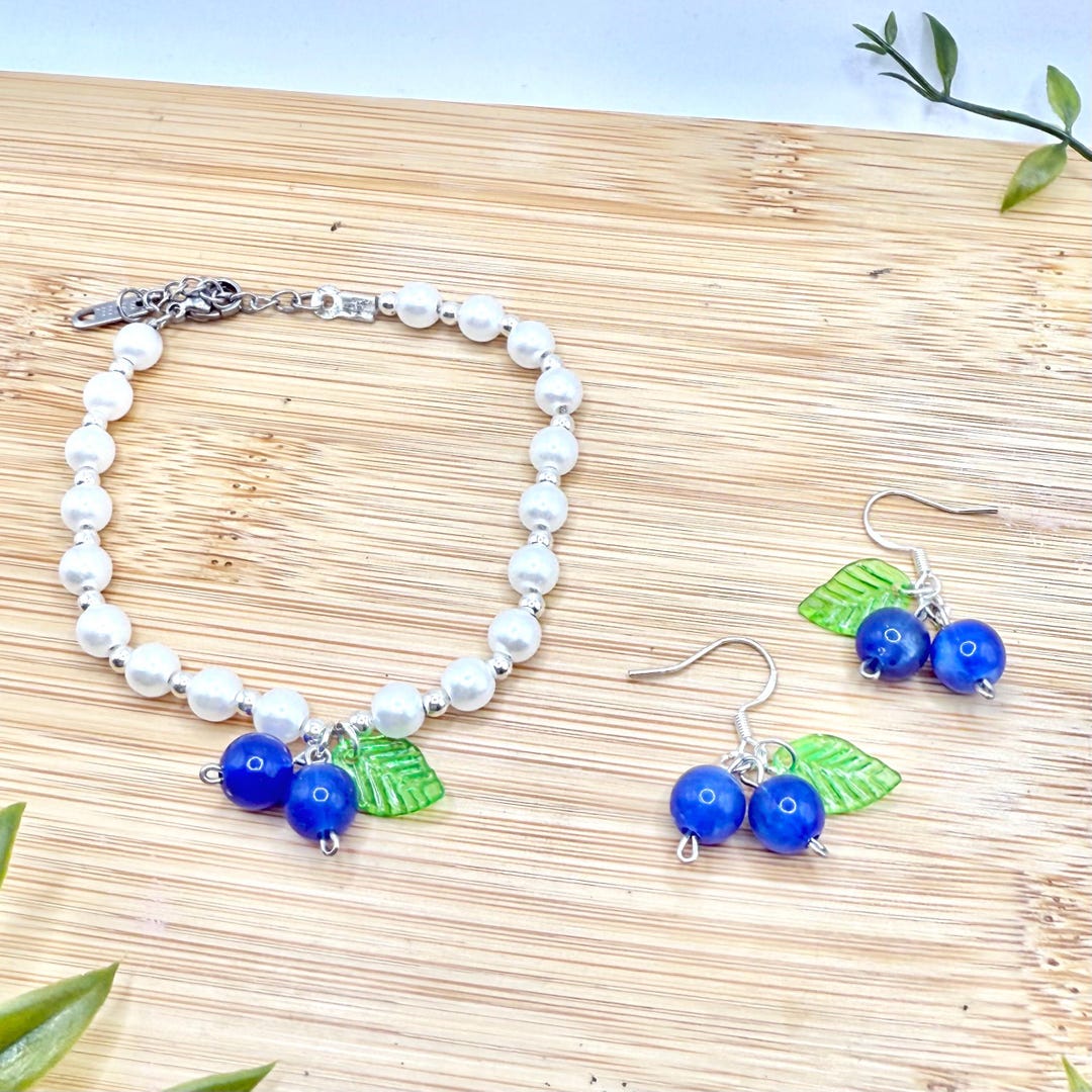 Cottagecore Blueberry Jewelry Gift Set, Cute Fruit Pendant, Matching ...
