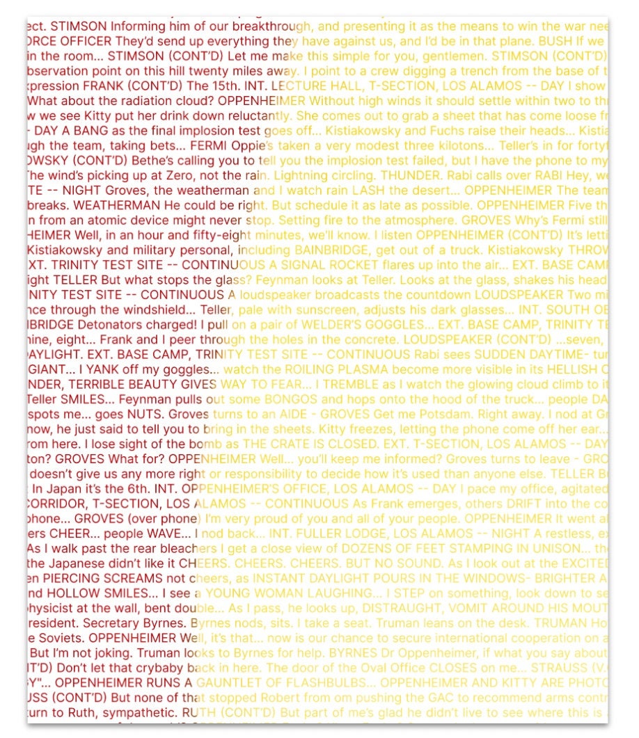 Oppenheimer / O'keeffe Movie Script Art - Etsy