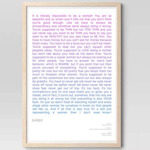 Barbie Movie Script Art - Gloria's Monologue - Etsy