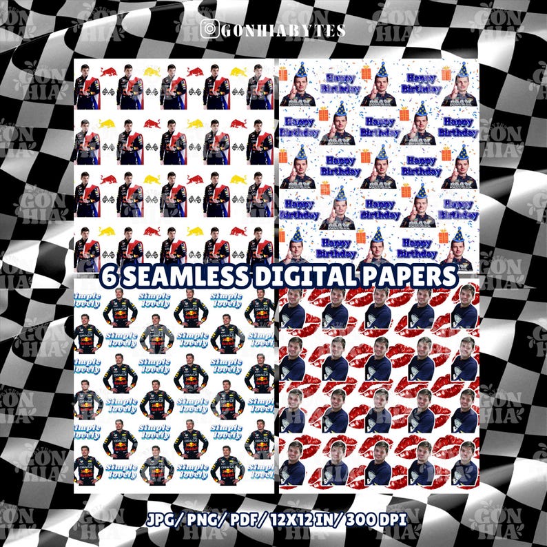 MAX VERSTAPPEN Wrapping Paper, Digital Paper, Red Bull F1, F1 Driver ...