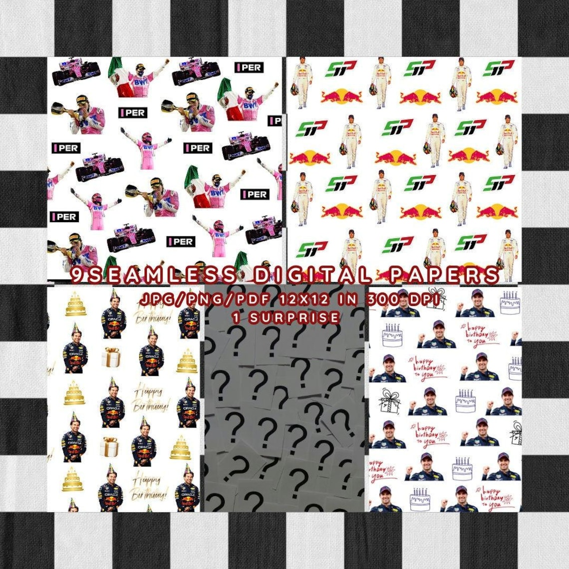 Sergio Pérez V2 Gift Wrapping Paper, Checo Pérez F1, F1 Driver, Racing ...