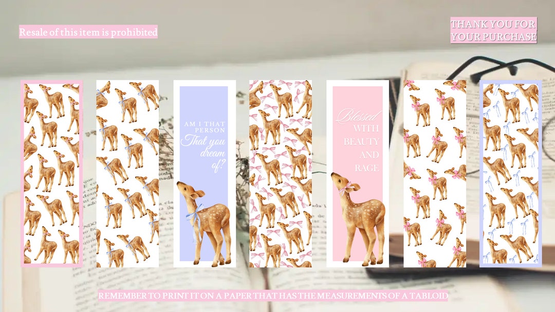 Coquette Bookmark, Printable Bookmarks, Digital Bookmark, Printable ...