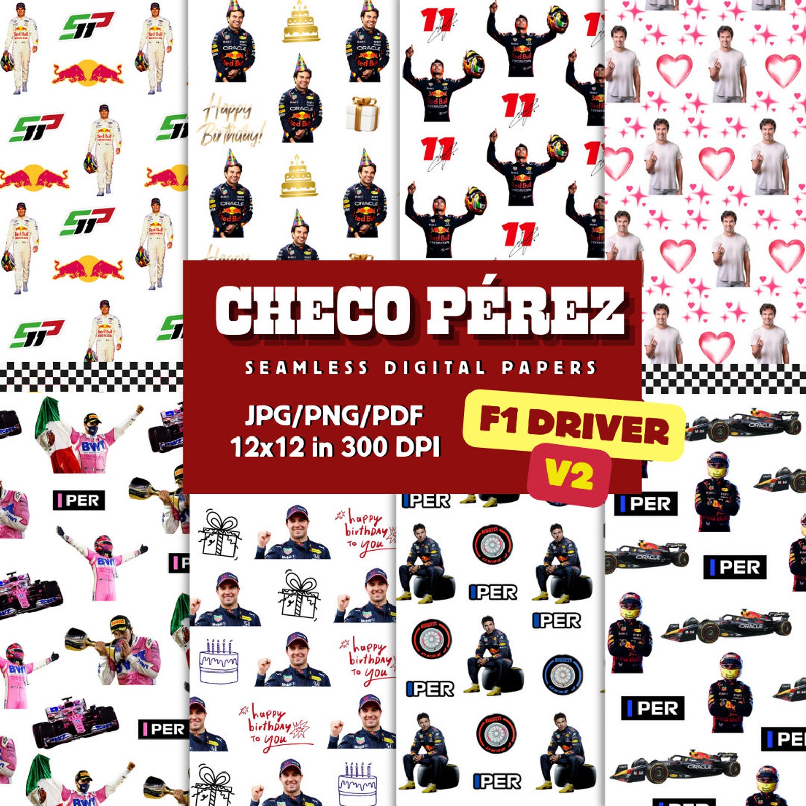 Sergio Pérez V2 Gift Wrapping Paper, Checo Pérez F1, F1 Driver, Racing ...