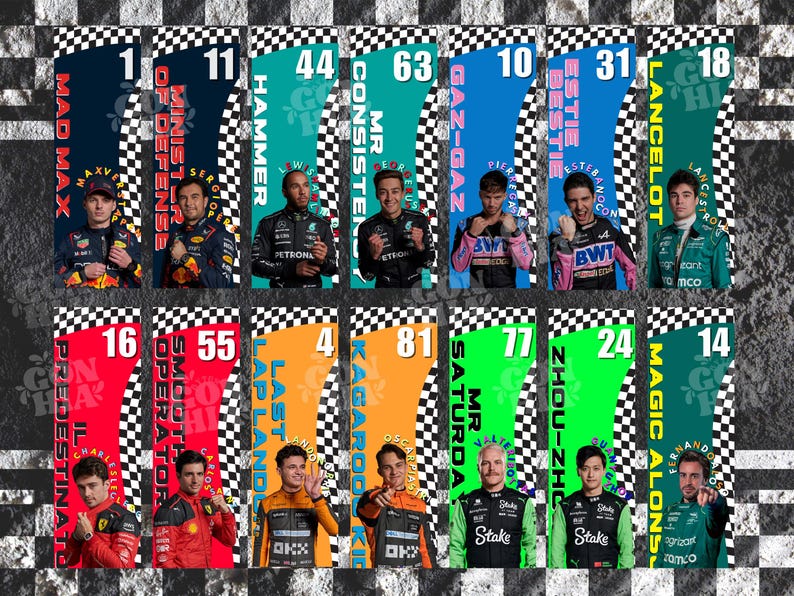 DRIVERS F1 BOOKMARKS, F1 Bookmark, Formula 1 Bookmark, Marker F1 ...