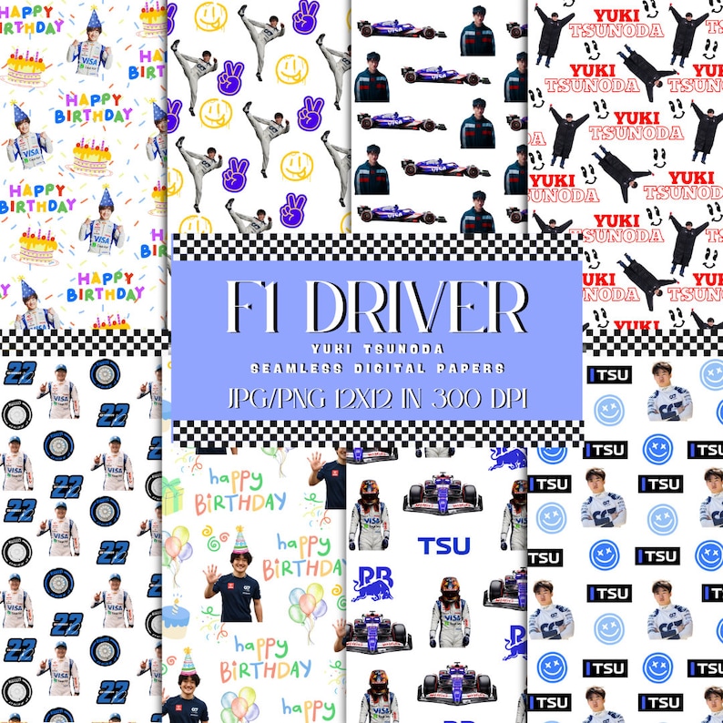 YUKI TSUNODA Gift Wrapping Paper, Digital Paper, Red Bull F1, F1 Driver ...