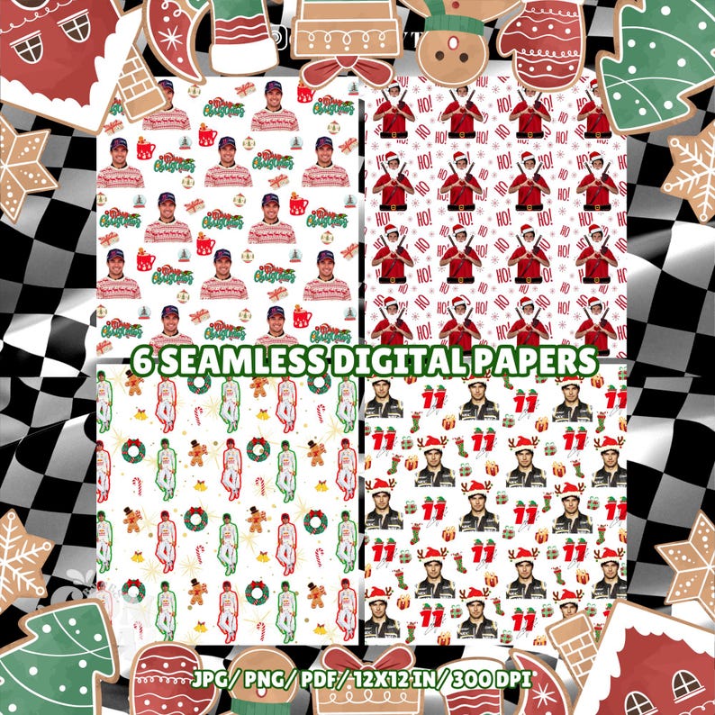 Sergio Perez Wrapping Paper, Christmas Digital Paper, F1 Driver, Racing ...
