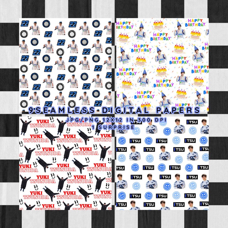 YUKI TSUNODA Gift Wrapping Paper, Digital Paper, Red Bull F1, F1 Driver ...