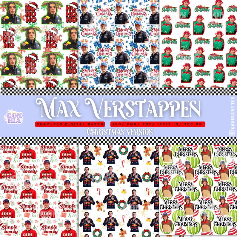 MAX VERSTAPPEN Wrapping Paper, Christmas Digital Paper,f1 Driver ...
