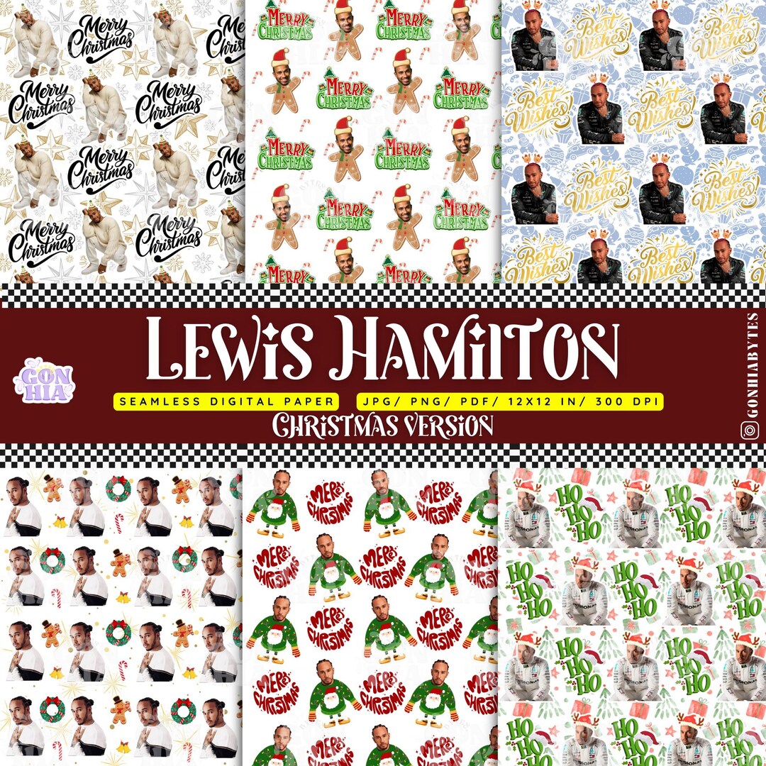 LEWIS Hamilton Wrapping Paper, Christmas Digital Paper, F1 Driver ...
