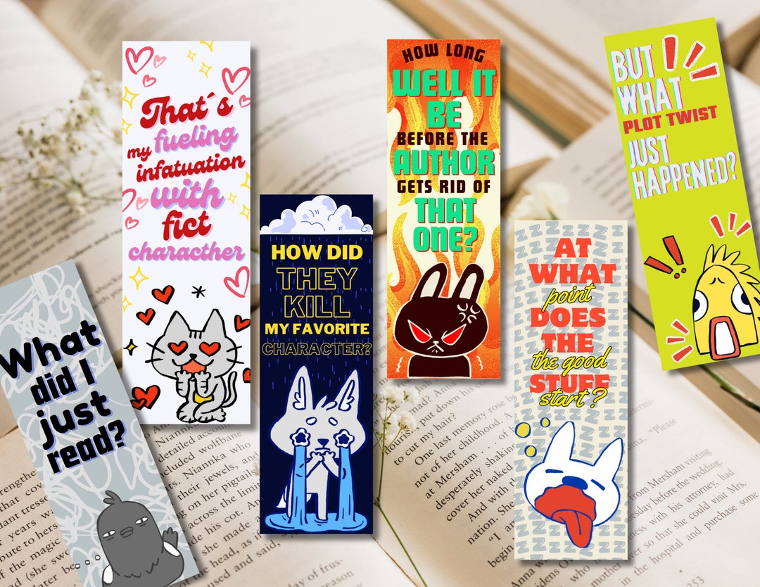 Funny Bookmarks, Bookmark Bundle, Bookmark Design, PNG File, Printable ...