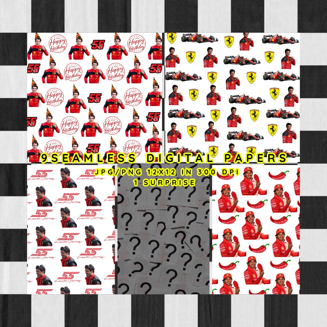 Gift Wrapping CARLOS SAINZ Paper, Digital Paper, F1, F1 Driver, Racing ...