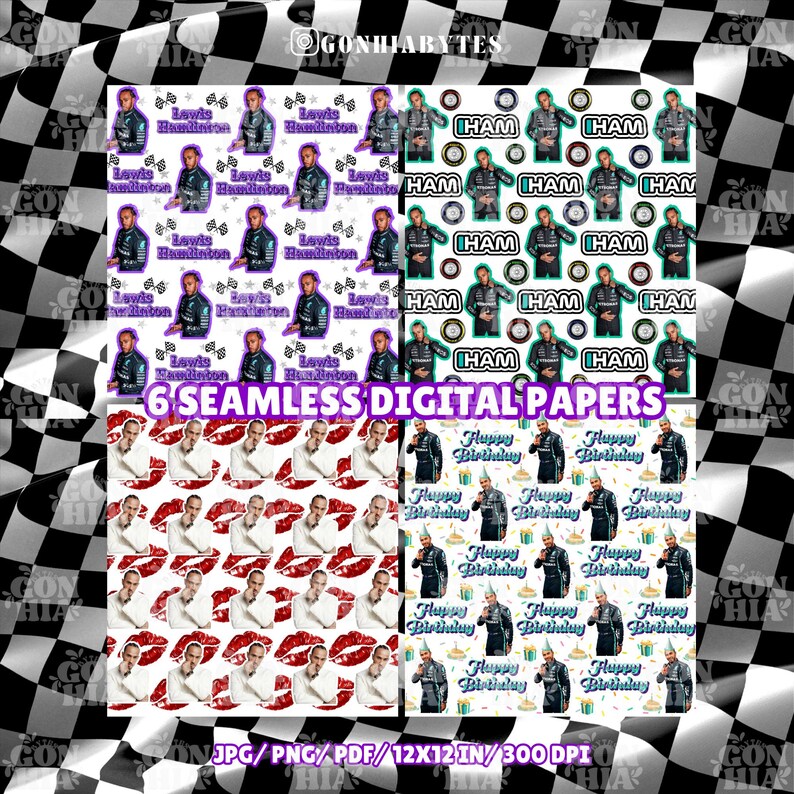 LEWIS HAMILTON Wrapping Paper, Digital Paper, MERCEDES F1, F1 Driver ...