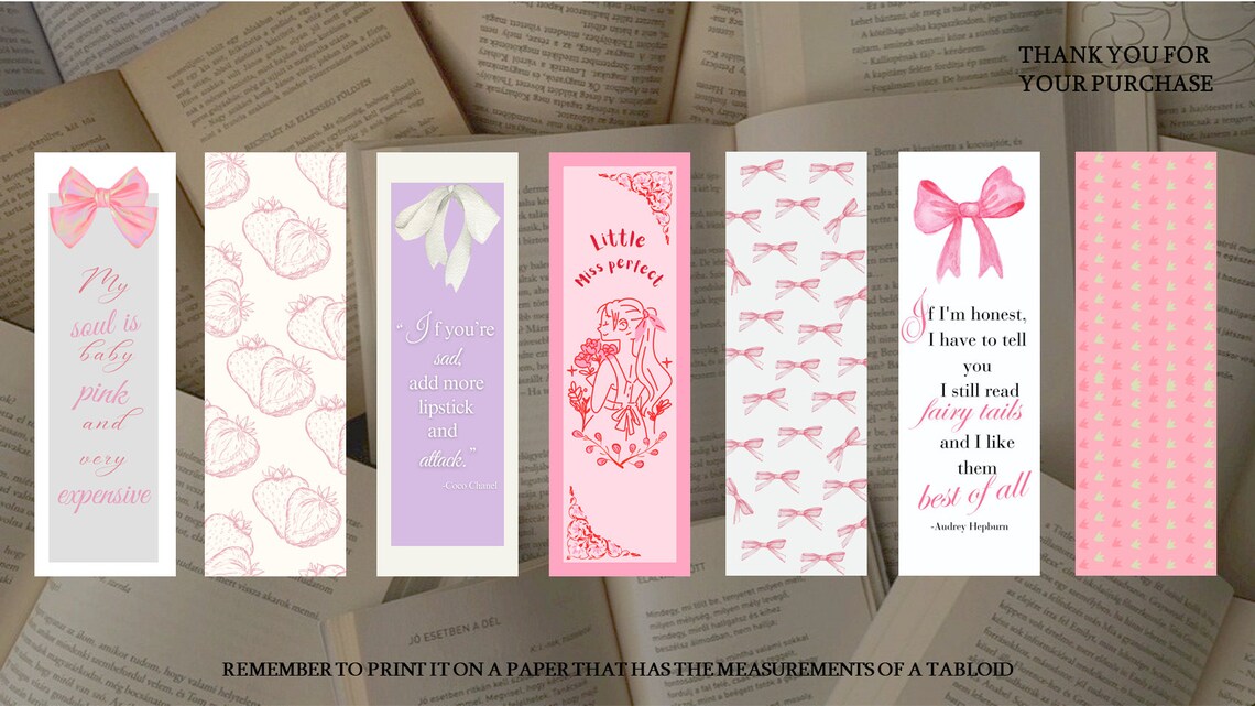 Printable Bookmarks, Coquette Bookmarks, Digital Bookmark, Printable ...