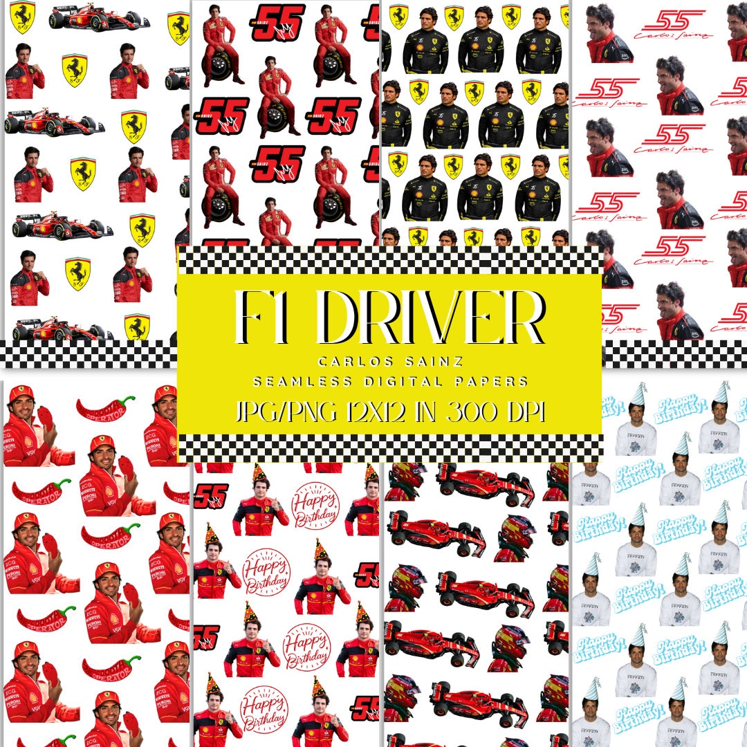 Gift Wrapping CARLOS SAINZ Paper, Digital Paper, F1, F1 Driver, Racing ...
