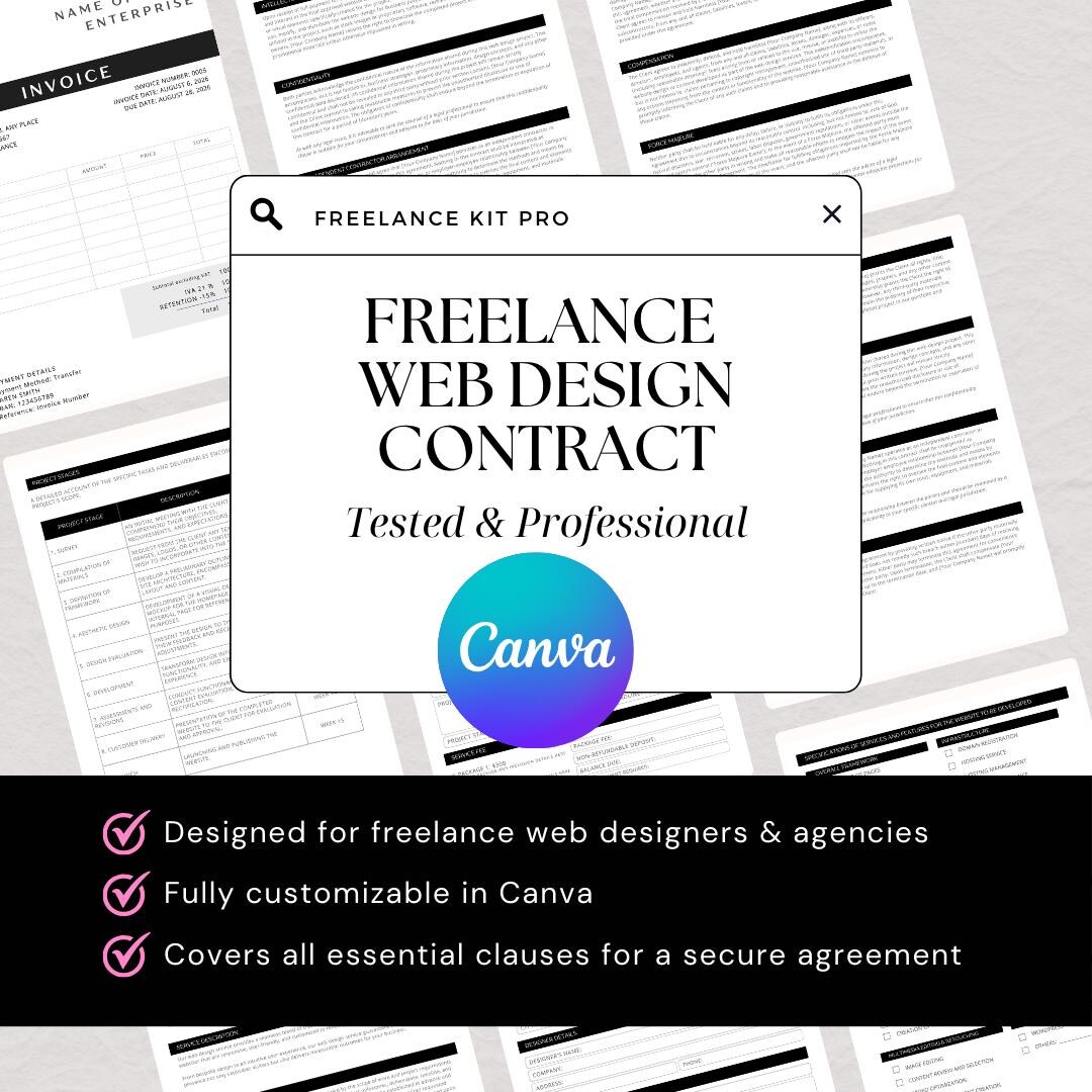 Freelance Web Design Contract Template – Editable Canva Agreement for ...