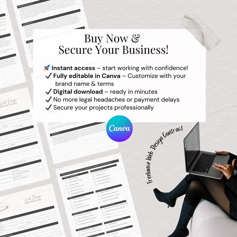 Freelance Web Design Contract Template – Editable Canva Agreement for ...