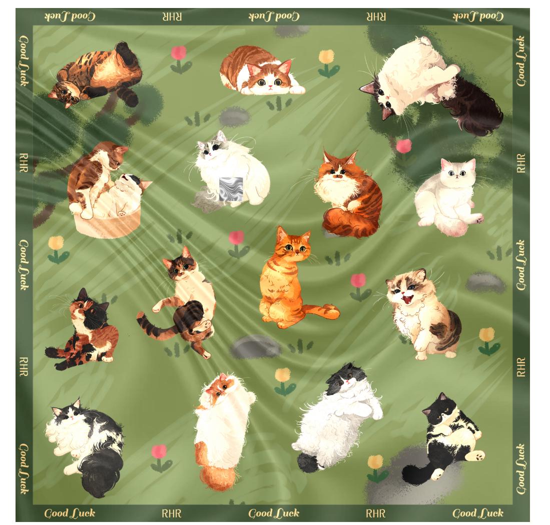 Large Cat Satin Scarf, Cute Rescue Cat Print Silk Scarf, Soft 50D Silk ...