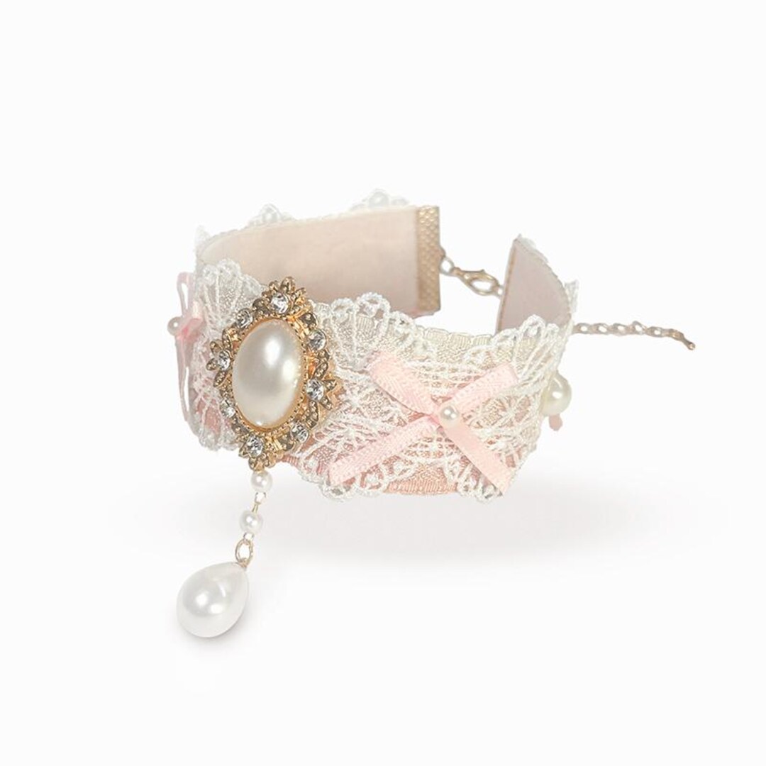 Blush Pink Princess Pet Collar, Baroque Style Lace Cat Necklace With ...