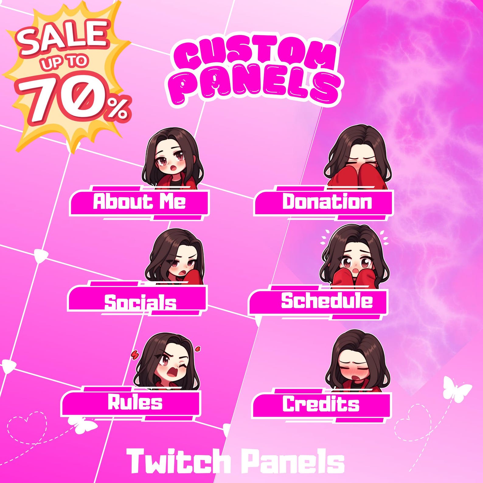 Custom Twitch Panels or Panel Twitch | Vtuber Panel, Pet Panel, Anime ...