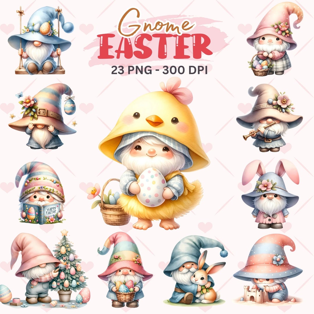 Watercolor Gnome Easter Clipart, Easter Eggs Png Clipart, Easter Gnome ...