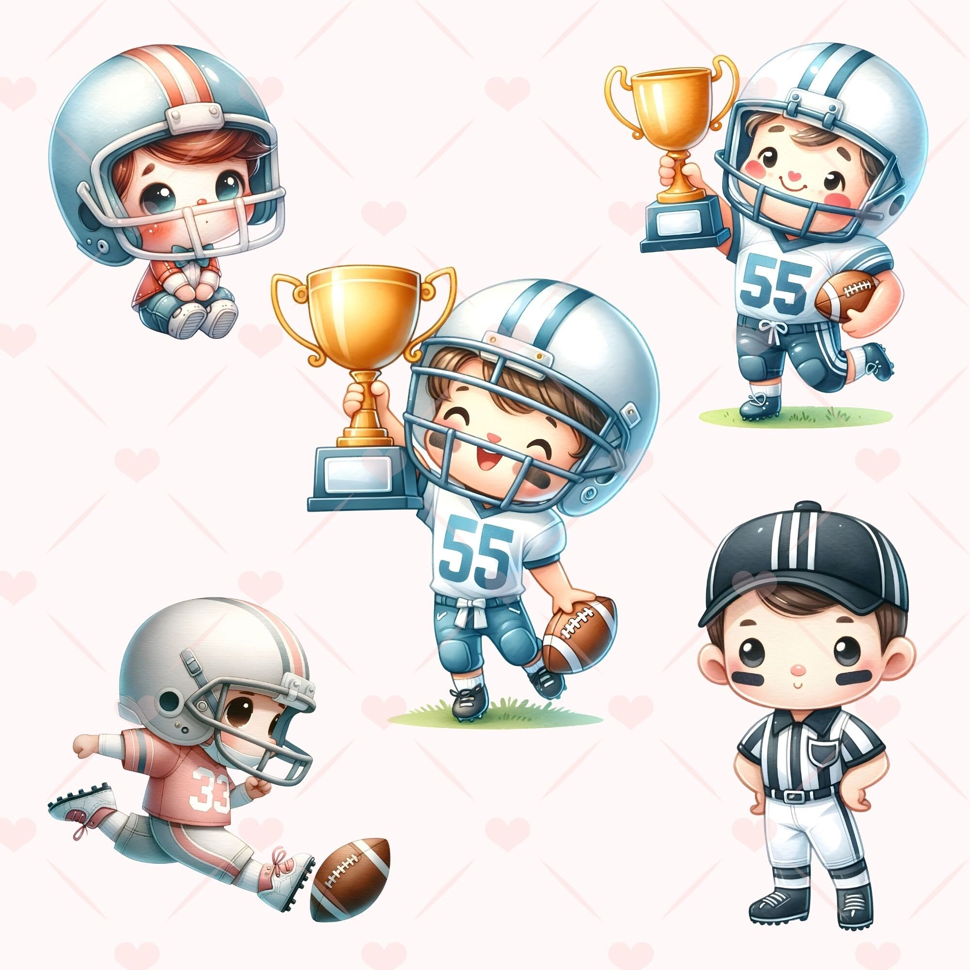 Watercolor American Football Clipart, Super Bowl Clipart, Watercolor ...