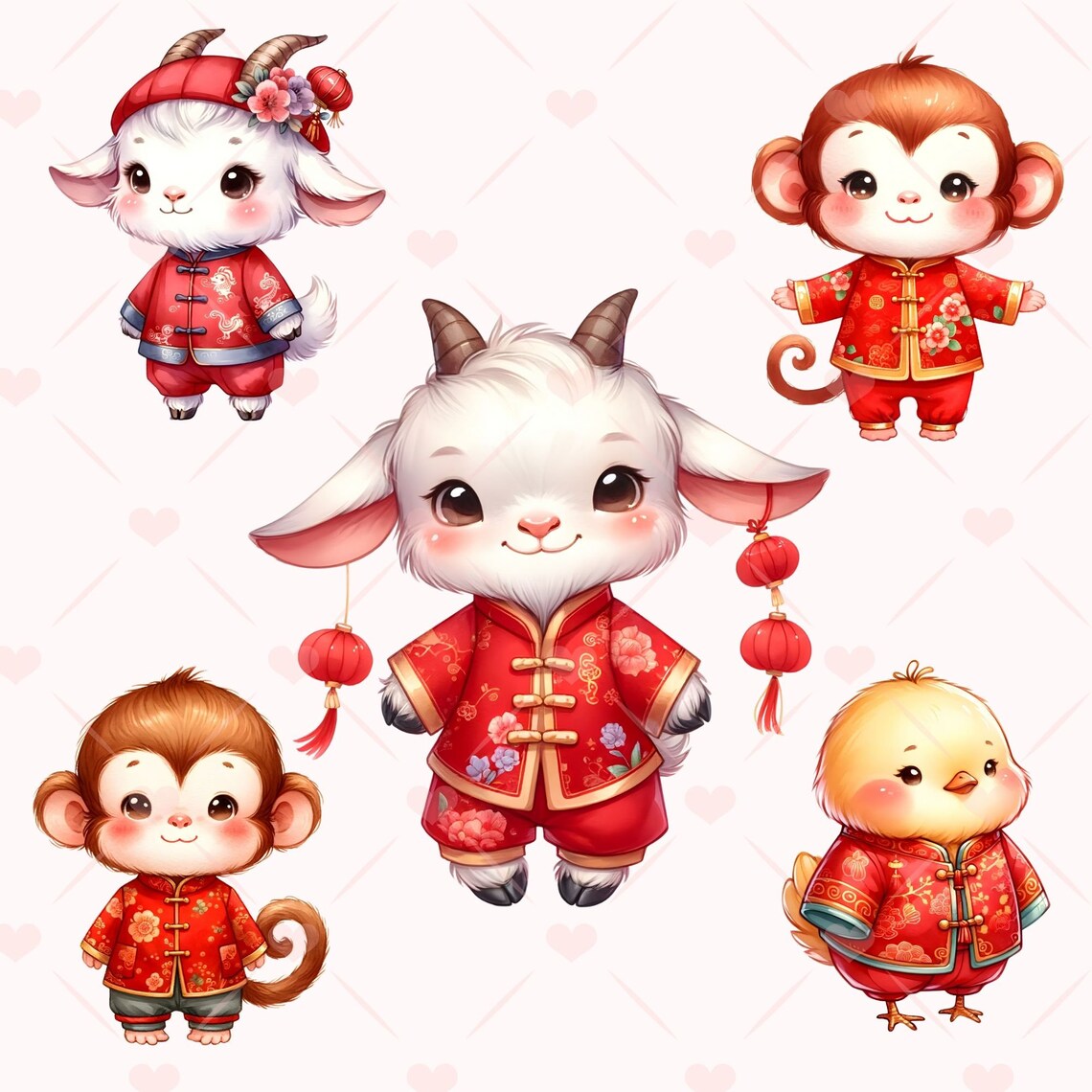 Watercolor Clipart Chinese Zodiac Animal, Chinese New Year Clipart ...