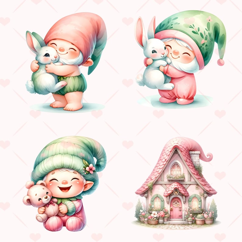 Watercolor Baby Gnome Clipart, Watercolor Clipart House, Watercolor ...