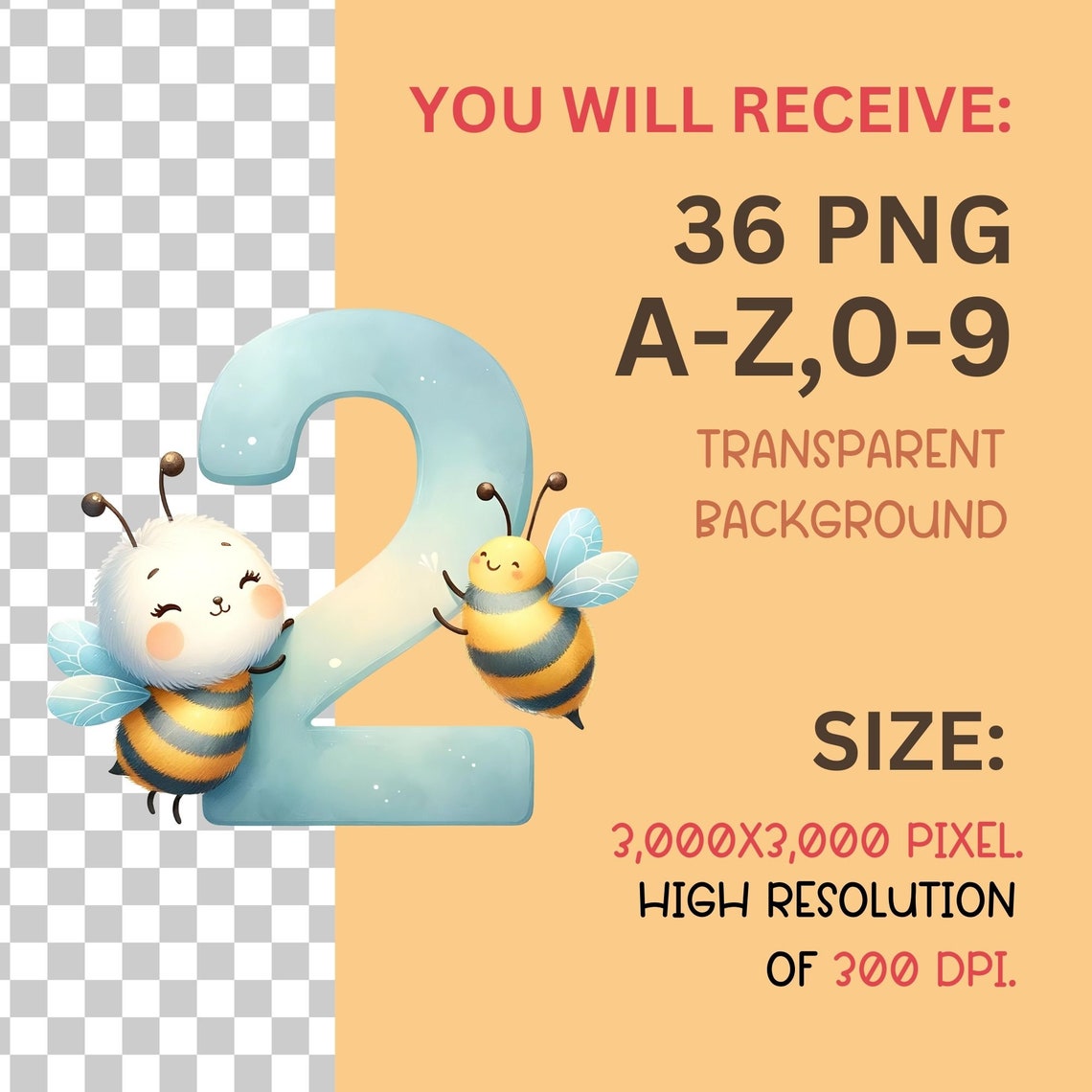 Watercolor Bee Alphabet Number Clipart PNG, Alphabet Png, Bumble Bee ...