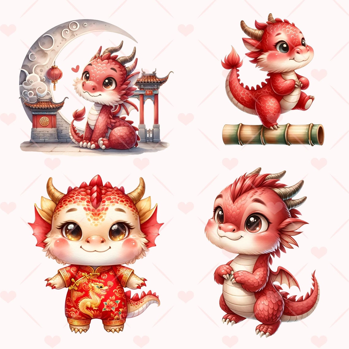 Watercolor Clipart Chinese Dragon Animal, Chinese New Year Clipart ...