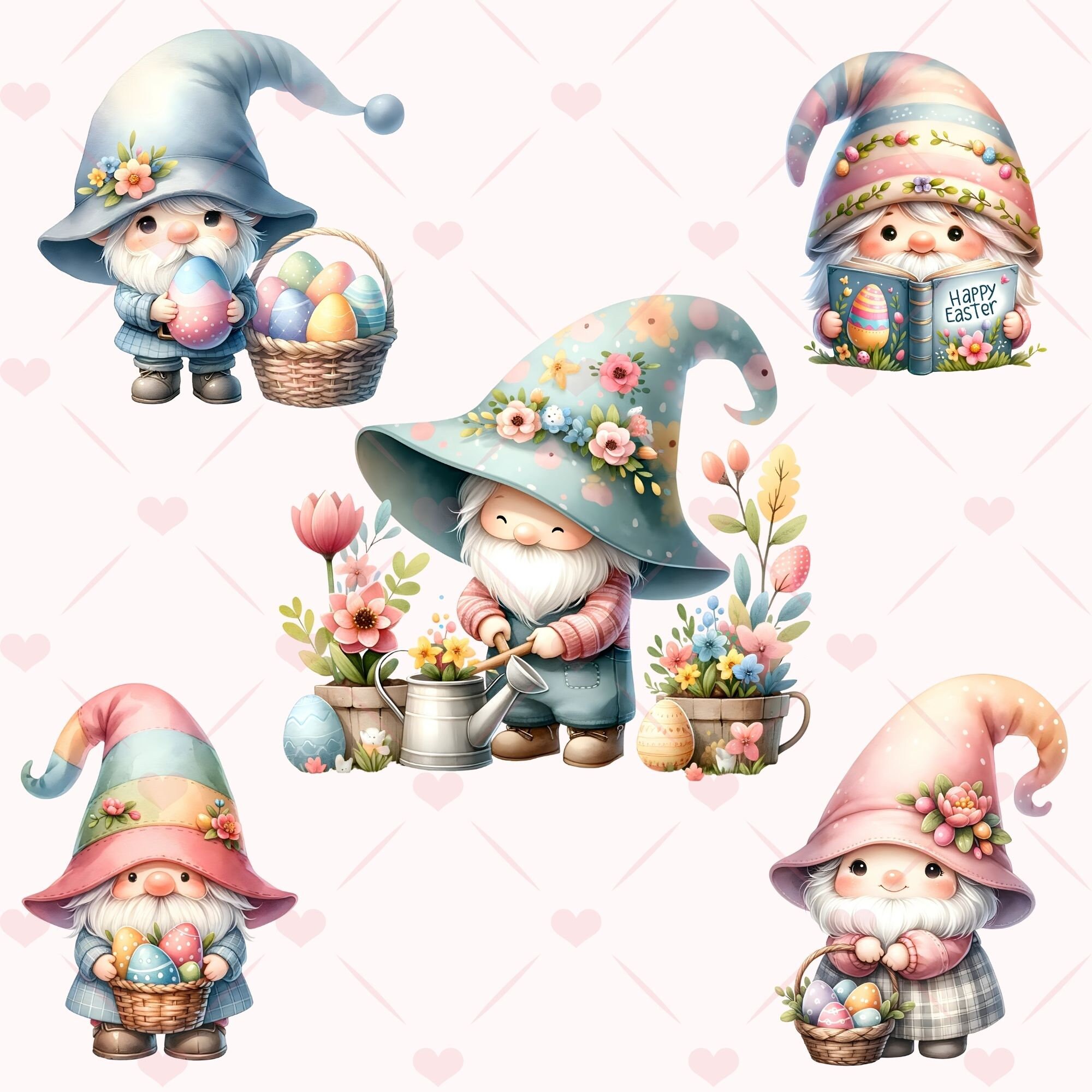 Watercolor Gnome Easter Clipart, Easter Eggs Png Clipart, Easter Gnome ...