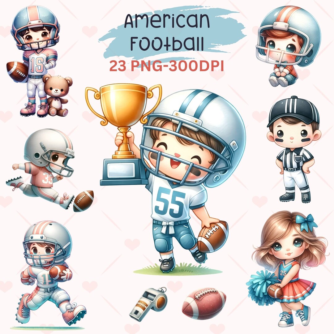 Watercolor American Football Clipart, Super Bowl Clipart, Watercolor ...