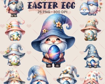 Watercolor Gnome Easter Clipart, Easter Eggs Png Clipart, Easter Gnome ...