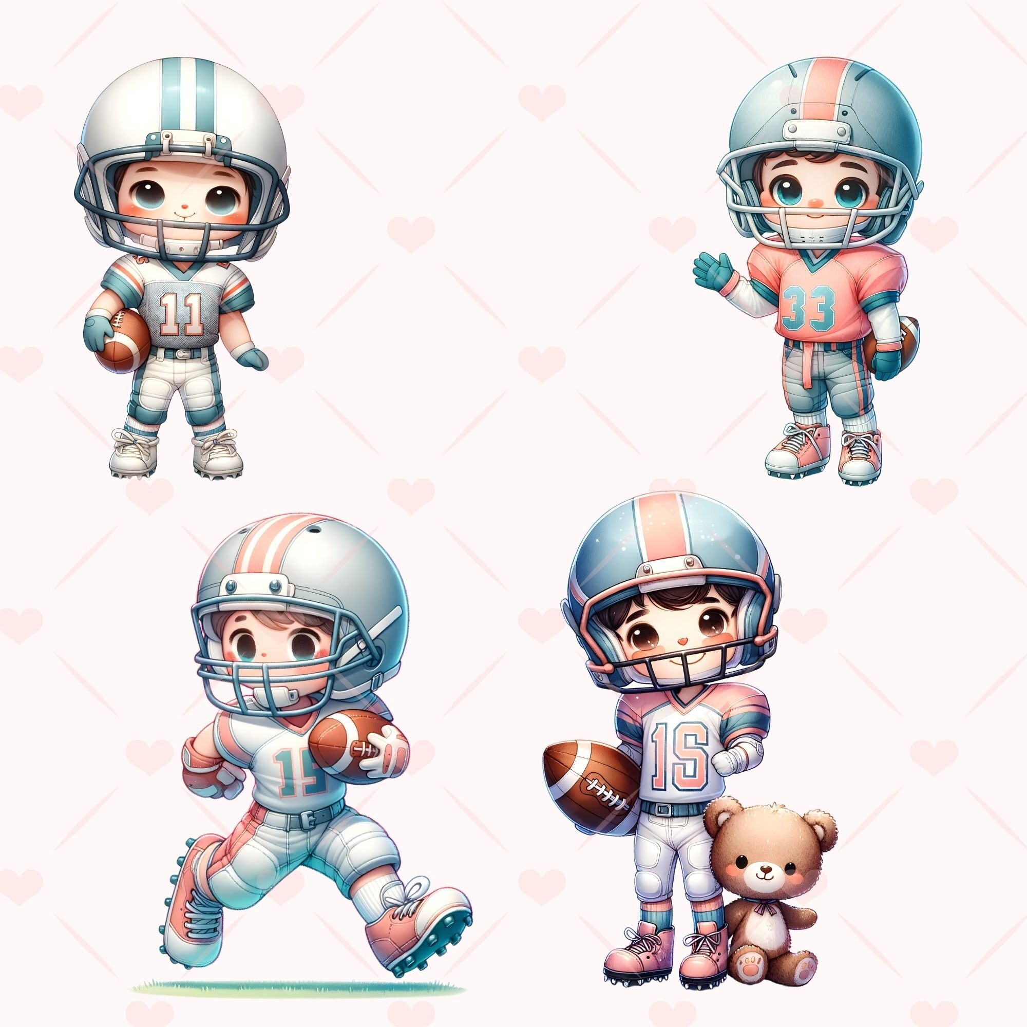 Watercolor American Football Clipart, Super Bowl Clipart, Watercolor ...