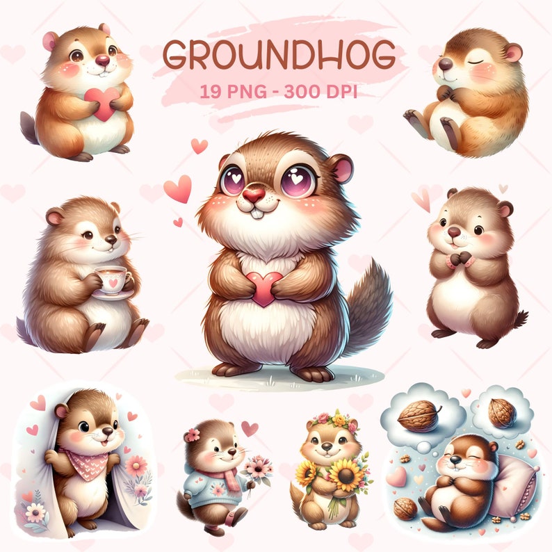 Watercolor Groundhog Clipart, Watercolor Cute Animal, Watercolor ...