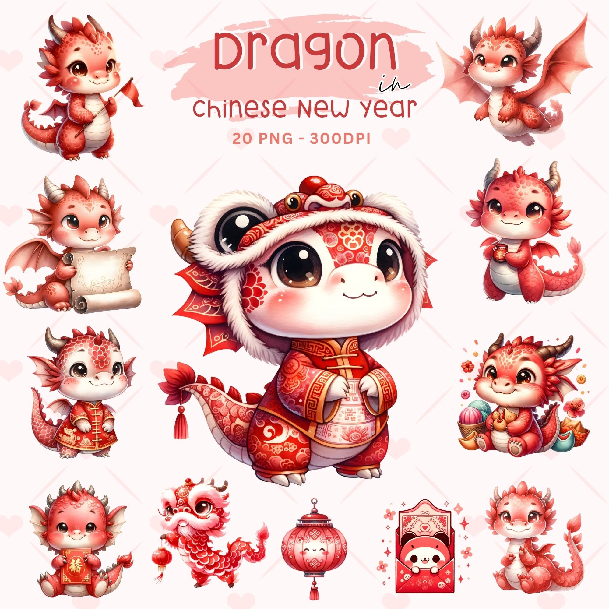 Watercolor Clipart Chinese Dragon Animal, Chinese New Year Clipart ...