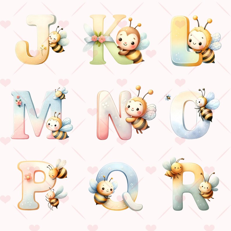 Watercolor Bee Alphabet Number Clipart PNG, Alphabet Png, Bumble Bee ...