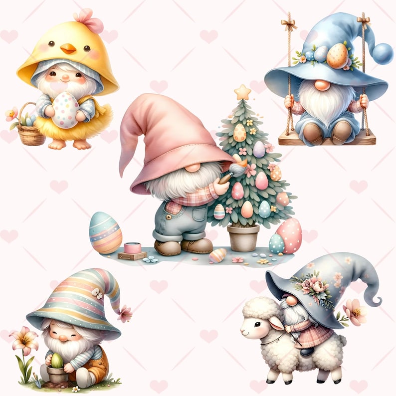 Watercolor Gnome Easter Clipart, Easter Eggs Png Clipart, Easter Gnome ...