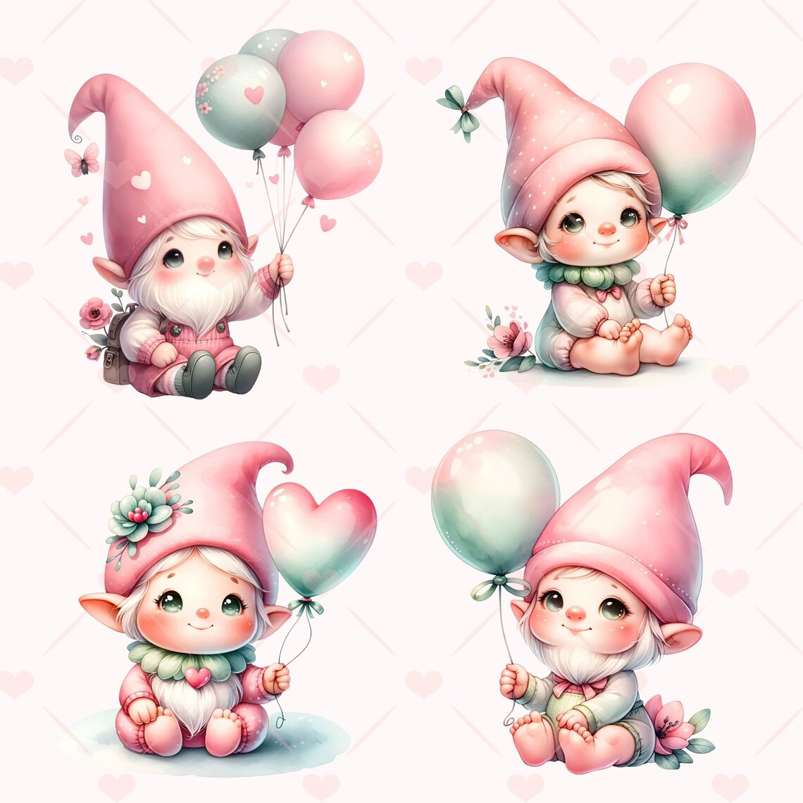 Watercolor Baby Gnome Clipart, Watercolor Clipart House, Watercolor ...