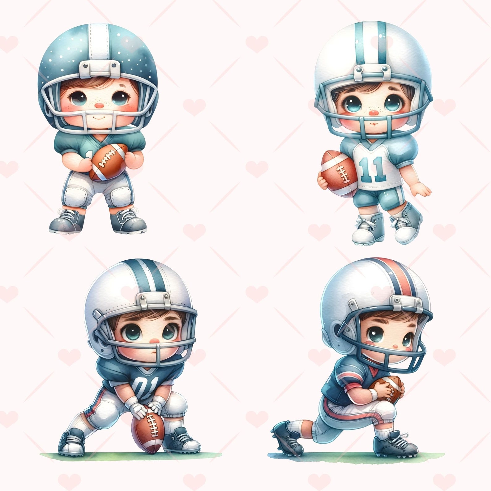 Watercolor American Football Clipart, Super Bowl Clipart, Watercolor ...