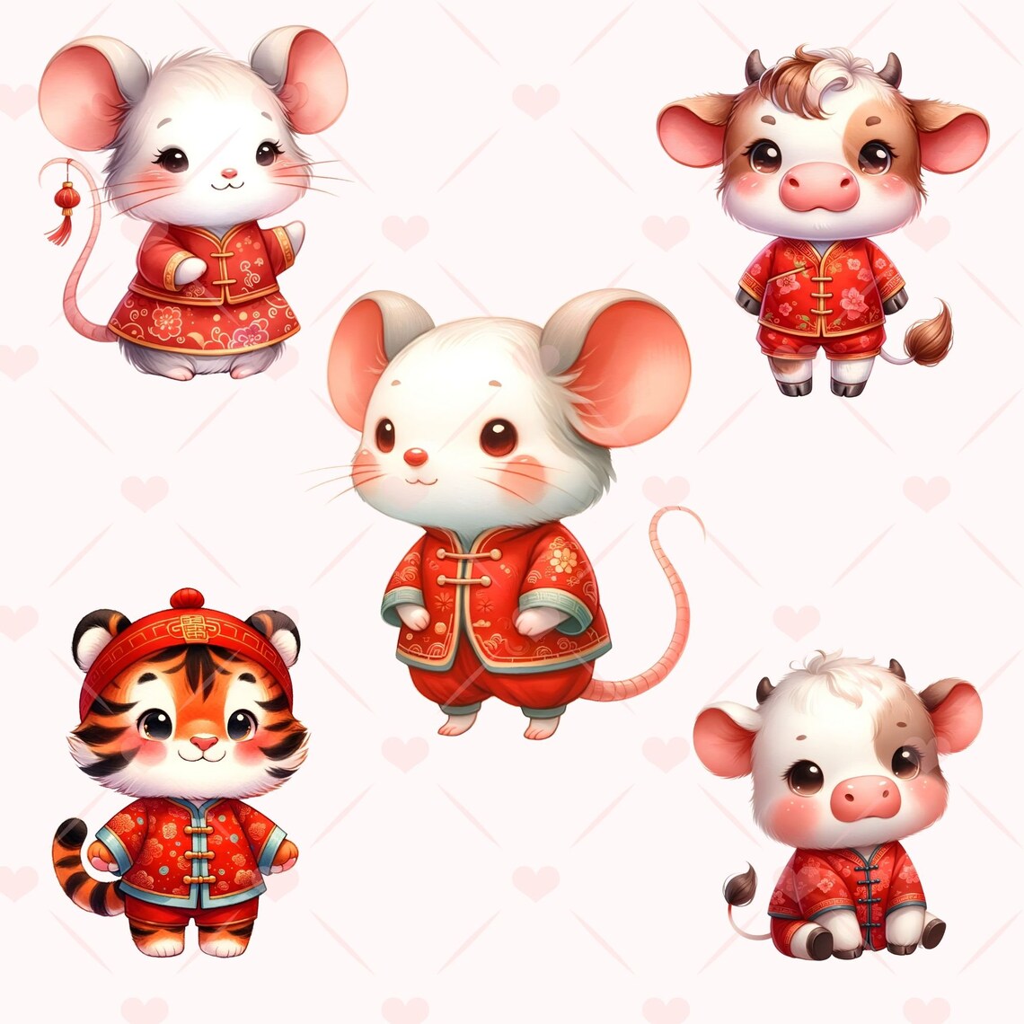 Watercolor Clipart Chinese Zodiac Animal, Chinese New Year Clipart ...