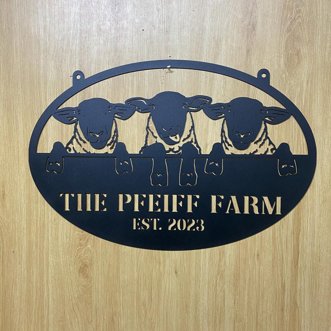 Custom Sheep Farm Monogram Metal Wall Art, Personalized Sheep Farmhouse ...