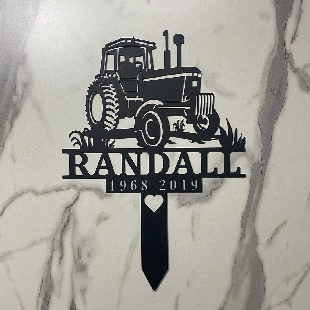 Custom Farm Tractor Memorial Metal Garden Stake, Name Farmer Metal ...