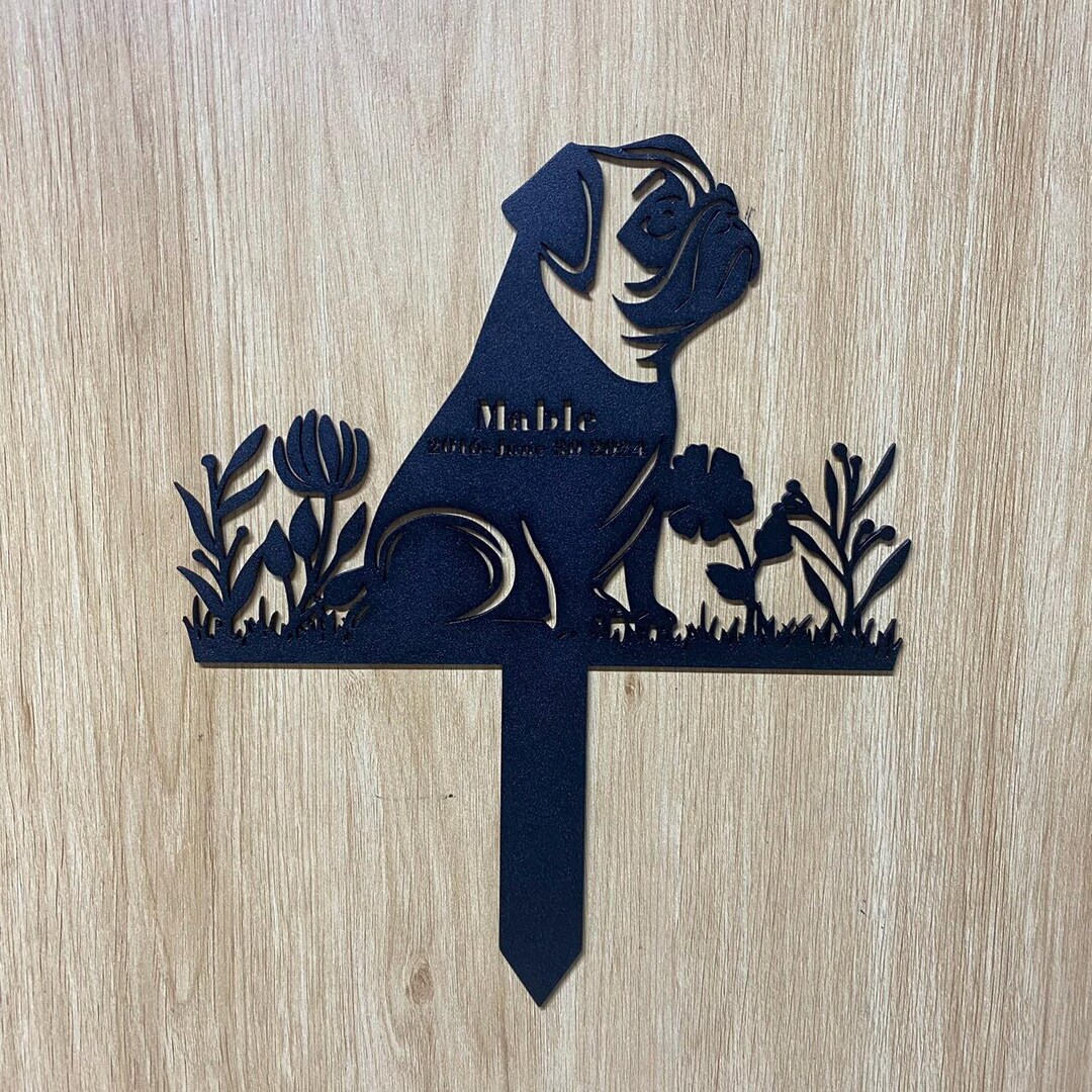 Personalized Memorial Pug Dog Metal Garden Stake, Custom Pug Dog Metal ...